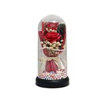 China Ornament Girlfriend Glowing Rose Glass Cover Dried Soap Flower Bouquet for Mother's Day & Valentine's Day Preserved Plants Gift for sale