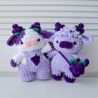 China Custom Pink Plushie Cow Toy Strawberry Cow Amigurumi Crochet Doll with Plush Animal Stuffed Animal Toys for sale