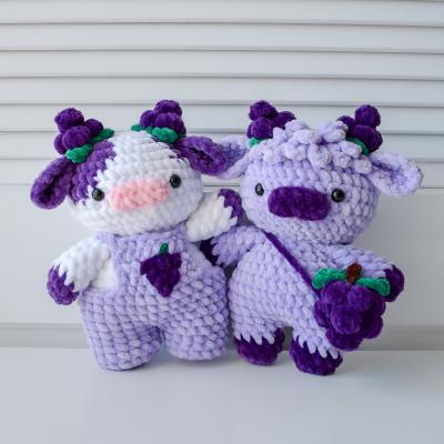 China Custom Pink Plushie Cow Toy Strawberry Cow Amigurumi Crochet Doll with Plush Animal Stuffed Animal Toys for sale