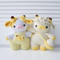 China Custom Pink Plushie Cow Toy Strawberry Cow Amigurumi Crochet Doll with Plush Animal Stuffed Animal Toys for sale