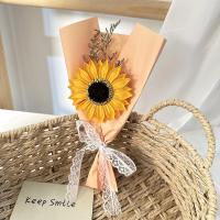China Beautiful Sunflower Soap Flower Bouquet Artificial Flower Gift Set High Aesthetic Companion Gift Perfect for Teachers Day for sale