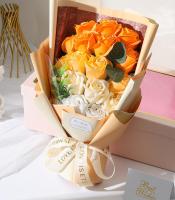 China Valentines Day Gift Guaranteed Quality Unique Rose Soap Bouquet Flower Gift Box Soap Flower Bouquet for sale