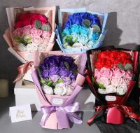 China Valentines Day Gift Guaranteed Quality Unique Rose Soap Bouquet Flower Gift Box Soap Flower Bouquet for sale