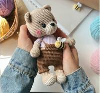 China Handmade Crochet Amigurumi Bear Doll Baby Soft Teddy Animal Toy for Kids for sale
