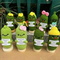 China Cute Positive Energy Emotional Cucumber Pickle Doll Hand-Knitted Crochet Doll Stress Relief Creative Gift Amigurumi Handmade Toy for sale