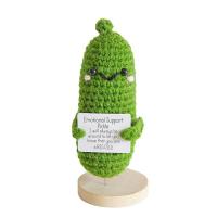 China Cute Positive Energy Emotional Cucumber Pickle Doll Hand-Knitted Crochet Doll Stress Relief Creative Gift Amigurumi Handmade Toy for sale