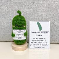 China Cute Positive Energy Emotional Cucumber Pickle Doll Hand-Knitted Crochet Doll Stress Relief Creative Gift Amigurumi Handmade Toy for sale