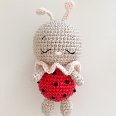 China Cute Mini Crochet Baby Ladybug Toy Soft Amigurumi Bee Doll with Organic Cotton Fabric PP Cotton Filling Mesh Lining for sale