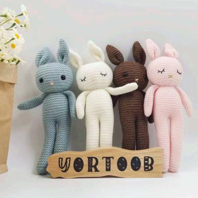 China Wholesale Knitted Cute Baby Comfort Doll Rabbit Crochet Animal Toy Handmade Amigurumi Rabbit Plush Toy for sale