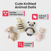 China Hand Knitted Animal Toys - 4 Cute Styles Bee Panda Puppy Bear - Adorable Soft Crochet Plush for Newborn Infants for sale