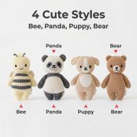 China Hand Knitted Animal Toys - 4 Cute Styles Bee Panda Puppy Bear - Adorable Soft Crochet Plush for Newborn Infants for sale