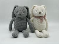 China Cute Crochet 100% Organic White Rabbit Toy Stuffed Plush Bunny with PP Cotton Filling for sale