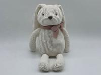 China Cute Crochet 100% Organic White Rabbit Toy Stuffed Plush Bunny with PP Cotton Filling for sale