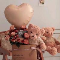 China Guaranteed Quality Unique Rose Soap Flower Gift Box Bouquet With Teddy Bear Dried Flower Round Shape For Valentine Christmas Birthday Wedding Holiday Decor Model for sale