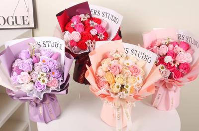 China Artificial Soap Rose Bouquet for Wedding Graduation & Christmas-Korean Style Home Decoration Corn Starch Material for sale