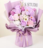 China Artificial Soap Rose Bouquet for Wedding Graduation & Christmas-Korean Style Home Decoration Corn Starch Material for sale