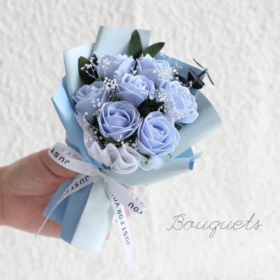 China Wholesale Handmade Rose Soap Flower Gift Box Bouquet With Star String Lights Eco-Friendly Artificial Soap Rose For Mother's Day Birthday Holiday Gift for sale