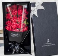 China Valentine's Day Soap Flower Bouquet Real Looking Preserved Roses Gift Box with LED Lights for Her for sale