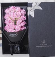 China Valentine's Day Soap Flower Bouquet Real Looking Preserved Roses Gift Box with LED Lights for Her for sale
