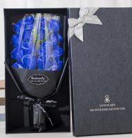 China Valentine's Day Soap Flower Bouquet Real Looking Preserved Roses Gift Box with LED Lights for Her for sale