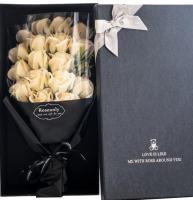 China Valentine's Day Soap Flower Bouquet Real Looking Preserved Roses Gift Box with LED Lights for Her for sale