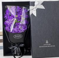 China Valentine's Day Soap Flower Bouquet Real Looking Preserved Roses Gift Box with LED Lights for Her for sale