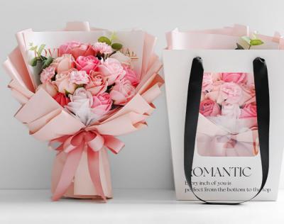 China Artificial Flower Gift With Rose Fragrance Handmade Forever Soap Rose Bouquet Colorful Glitter Rose Soap Bouquet Gift for sale
