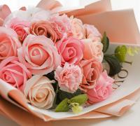 China Artificial Flower Gift With Rose Fragrance Handmade Forever Soap Rose Bouquet Colorful Glitter Rose Soap Bouquet Gift for sale