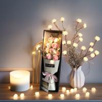 China High Quality Artificial Soap Flowers Bouquet with LED Lights for 2026 Valentine's Day Mother's Day Halloween Graduation Gift Box for sale