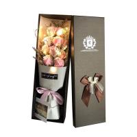 China High Quality Artificial Soap Flowers Bouquet with LED Lights for 2026 Valentine's Day Mother's Day Halloween Graduation Gift Box for sale