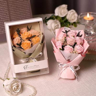China Luxury Mini Soap Rose Bouquet Gift Box Finished Soap Flower Small Bouquet For Valentine Teacher Birthday Girlfriend Creative Gift Model for sale