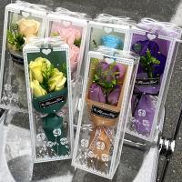 China Handmade Artificial Soap Rose Mini Bouquet Clear Gift Box Modern Scented Washable Waterproof Soap Flower For Mother's Day Wedding Valentine Christmas Model for sale
