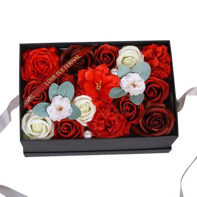 China New Design Immortal Artificial Silk Soap Rose Gift Box Mini Flower Bouquet For Wall Home Decor Valentine Christmas Holiday Gift Model for sale