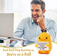 China Handmade Crochet Duck Stuffed Animal Toy Inspirational Birthday Gift for Women College Graduates Positive PP Cotton for sale