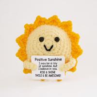China New Hot Sale Eco-friendly Handmade Emotional Support Sun/Moon Folk Art Crochet Wool Doll with Plant Pattern for Anniversary for sale