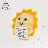 China New Hot Sale Eco-friendly Handmade Emotional Support Sun/Moon Folk Art Crochet Wool Doll with Plant Pattern for Anniversary for sale