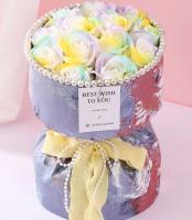 China Artificial Soap Flower Bouquet Luxurious Handmade Eco-friendly Rose Bear Soap Gift Box Pink Rose Mother's Day Valentine's Day for sale
