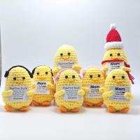 China Funny Crochet Kawaii Stuffed Emotional Positive Duck Plush Toy Funny Knitted Positive Duck Crochet Doll Bag Pendant Gift for sale