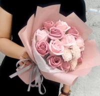 China Hot Selling Artificial Rose Soap Flower Bouquet for Decorative Flowers Plants Gift Card for Valentine's Day Mother's Day for sale