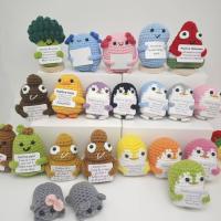 China Amigurumi Animal Gift Crochet Toy Plush Doll Handbraided Crochet Bauble Juguete Toy Emotional Support Positive Approving Card for sale