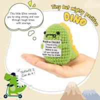 China Hot Sale Positive Energy Dinosaur Short Plush Knitted Doll Emotional Comfort Cartoon Animal Handmade Crochet Ornaments 31cm-50cm for sale