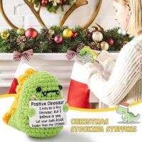 China Hot Sale Positive Energy Dinosaur Short Plush Knitted Doll Emotional Comfort Cartoon Animal Handmade Crochet Ornaments 31cm-50cm for sale