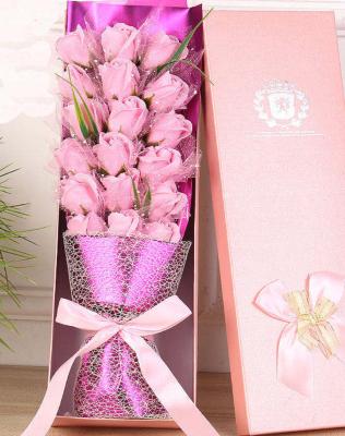 China Luxury, Real Touch Creative Valentines Day Rose Soap Bouquet with Dry Artificial Flowers in Artistic Gift for sale