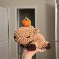China Custom Capybara Knitted Toy Soft Lifelike Rodent Animal Toys Crochet Hand-made Plush Toy Doll for sale