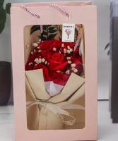 China Promotional Artificial Soap Flower Mother's Day Valentine's Day Gift Bouquet Pink Rose Handmade Soap Gift Box Flowers for sale