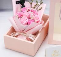 China Promotional Artificial Soap Flower Mother's Day Valentine's Day Gift Bouquet Pink Rose Handmade Soap Gift Box Flowers for sale
