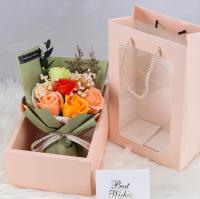 China Promotional Artificial Soap Flower Mother's Day Valentine's Day Gift Bouquet Pink Rose Handmade Soap Gift Box Flowers for sale