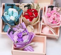 China Promotional Artificial Soap Flower Mother's Day Valentine's Day Gift Bouquet Pink Rose Handmade Soap Gift Box Flowers for sale