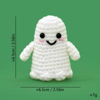 China Wholesale OEM Custom Halloween Crochet Ghost Doll Handmade Knitted Positive Ghost Amigurumi With Witch Hat & Funny Message Card for sale