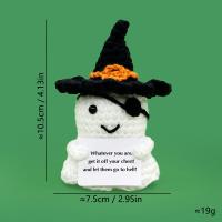 China Wholesale OEM Custom Halloween Crochet Ghost Doll Handmade Knitted Positive Ghost Amigurumi With Witch Hat & Funny Message Card for sale